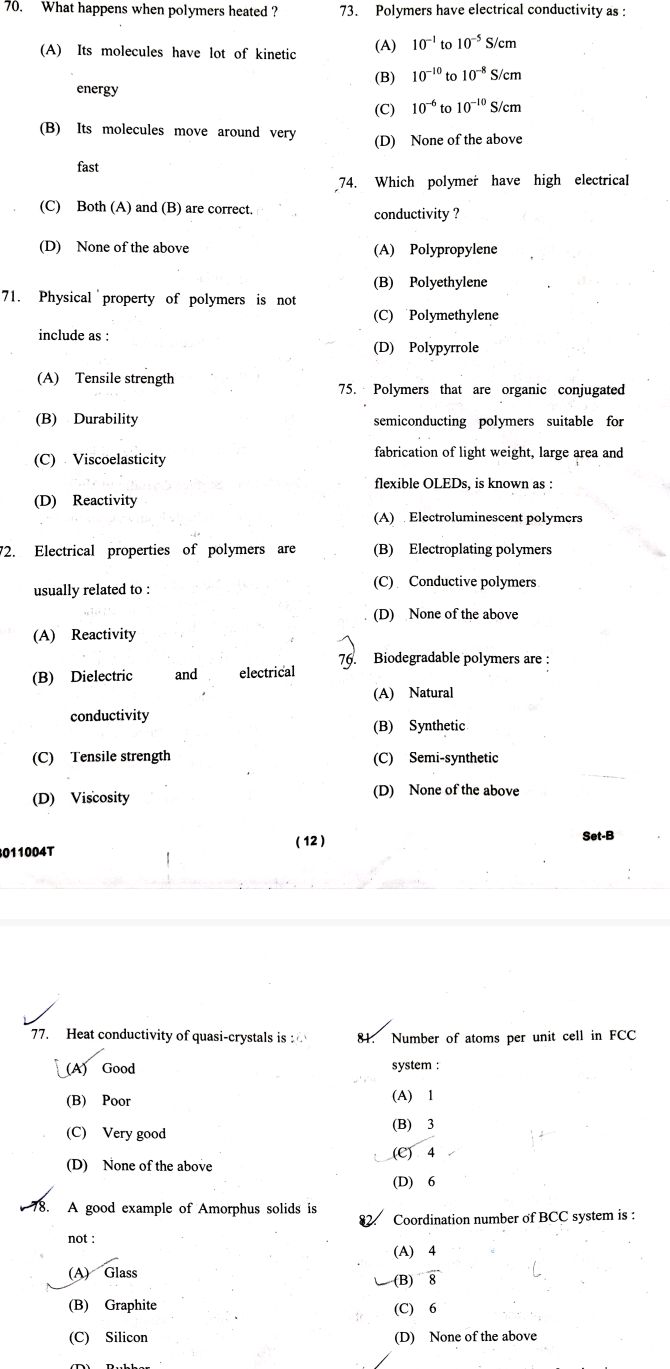 70. What happens when polymers heated? (A) | StudyX