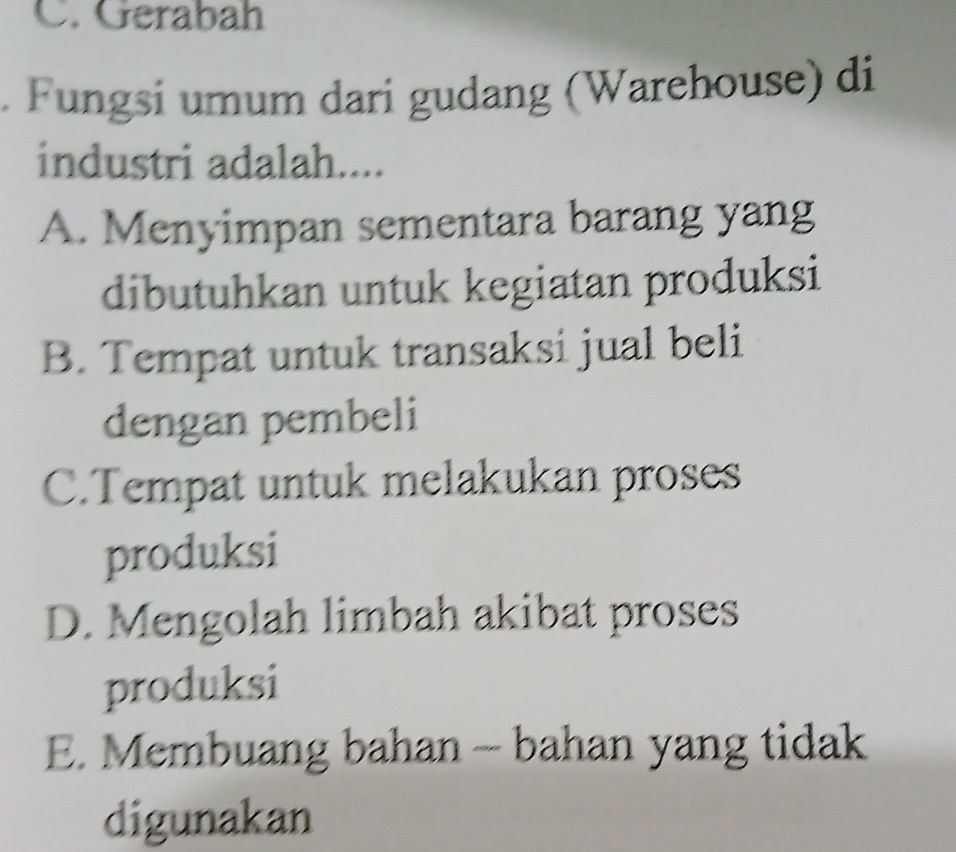 Fungsi umum dari gudang (Warehouse) di | StudyX