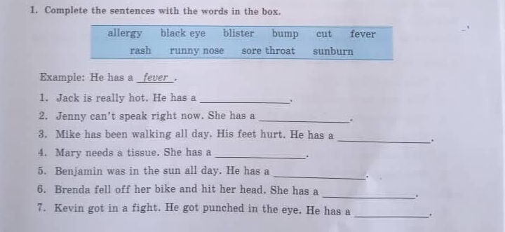 1. Complete the sentences with the words in | StudyX
