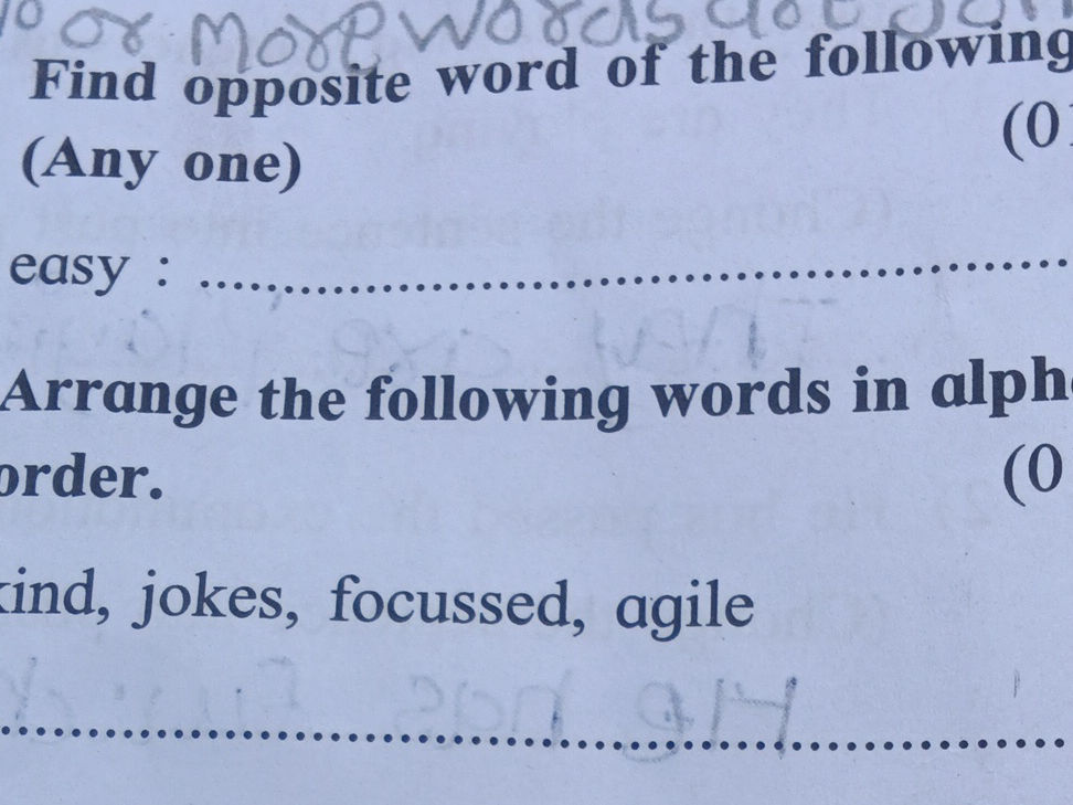 Find opposite word of the following (Any | StudyX