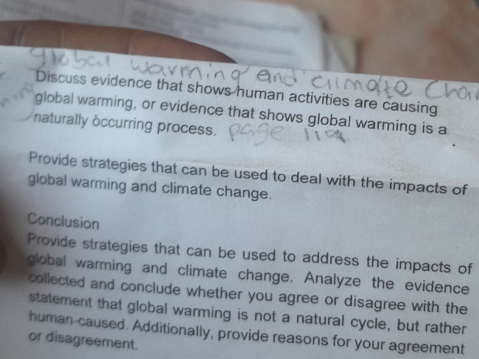 Discuss evidence that shows human activities | StudyX