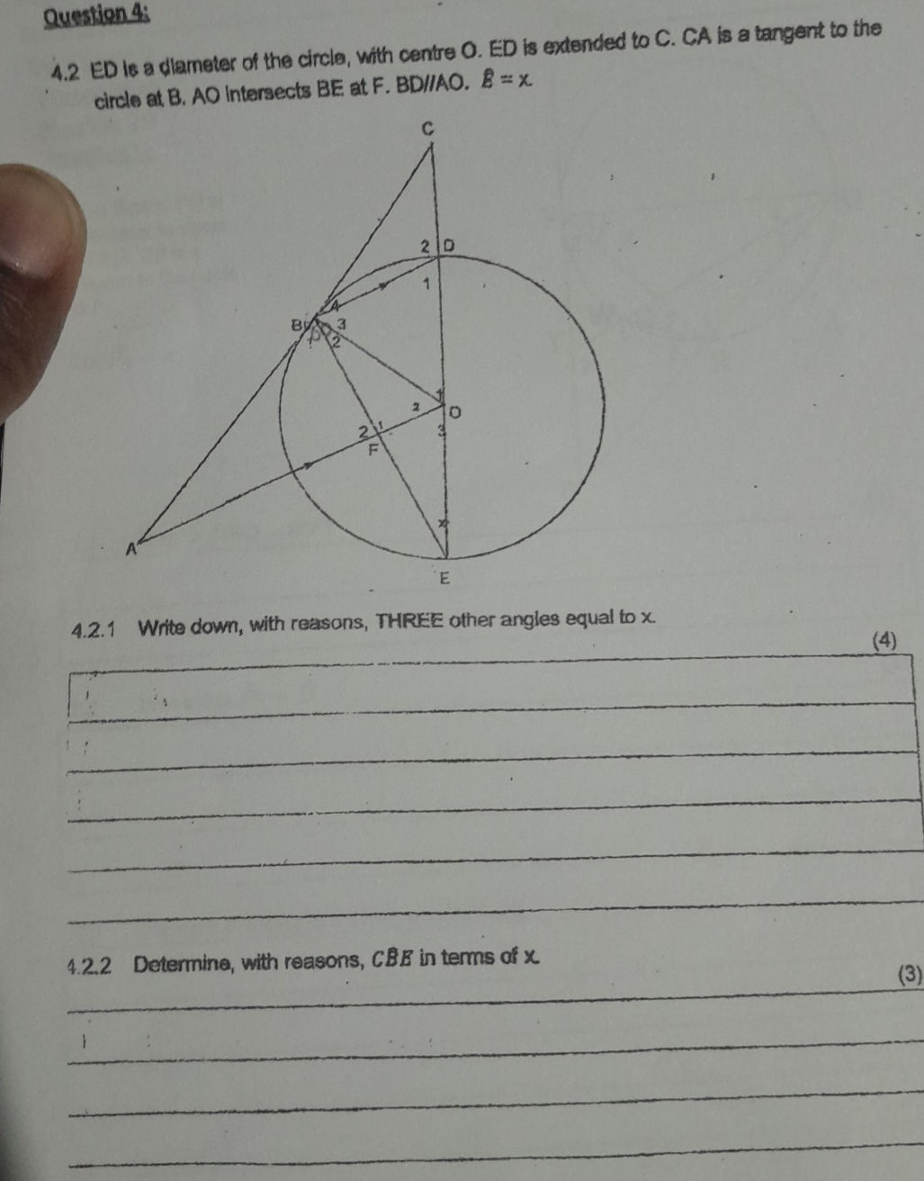 4.2 ED is a diameter of the circle, with | StudyX