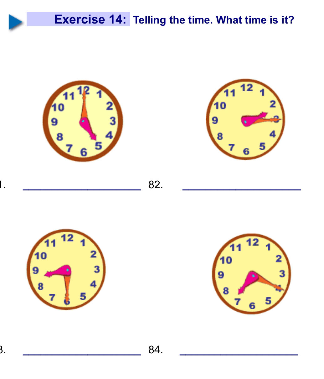 Exercise 14: Telling the time. What time is | StudyX