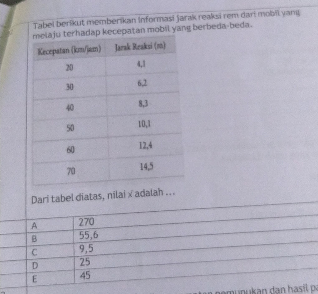 Tabel berikut memberikan informasi jarak | StudyX