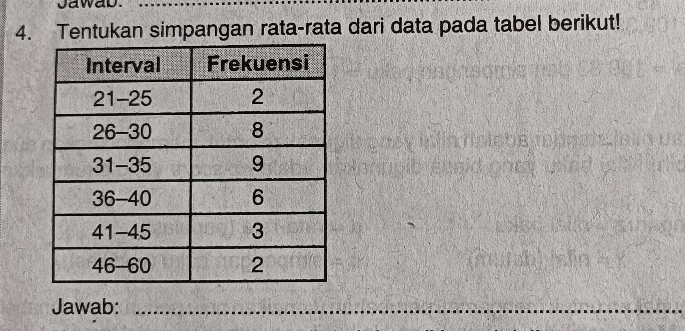 4. Tentukan simpangan rata-rata dari data | StudyX