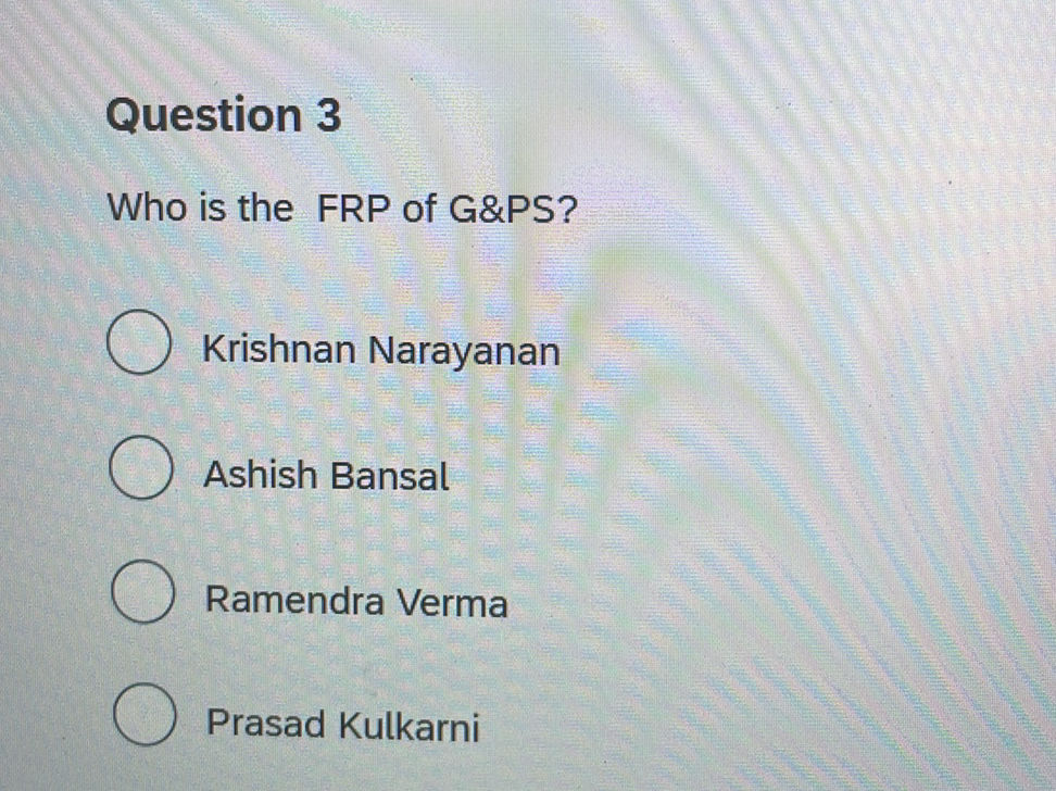 Question 3 Who is the FRP of G PS? | StudyX