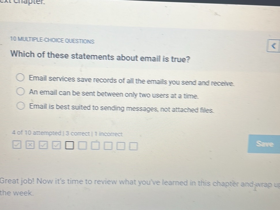Which of these statements about email is | StudyX