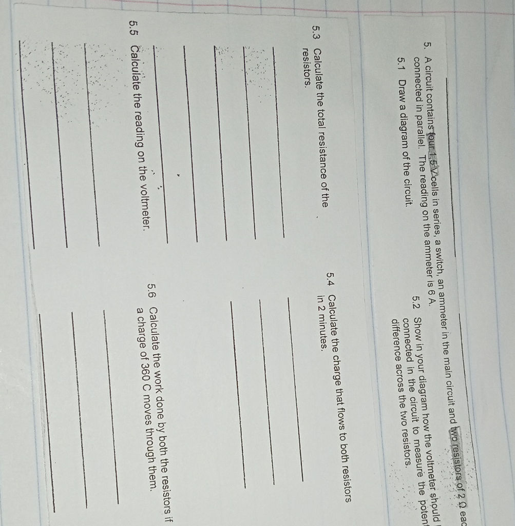 5. A circuit contains four 1.5 V cells in | StudyX