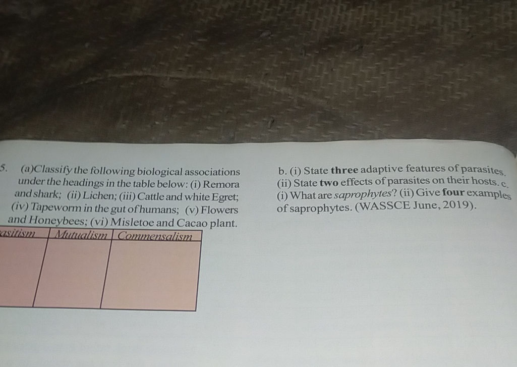 (a) Classify the following biological | StudyX
