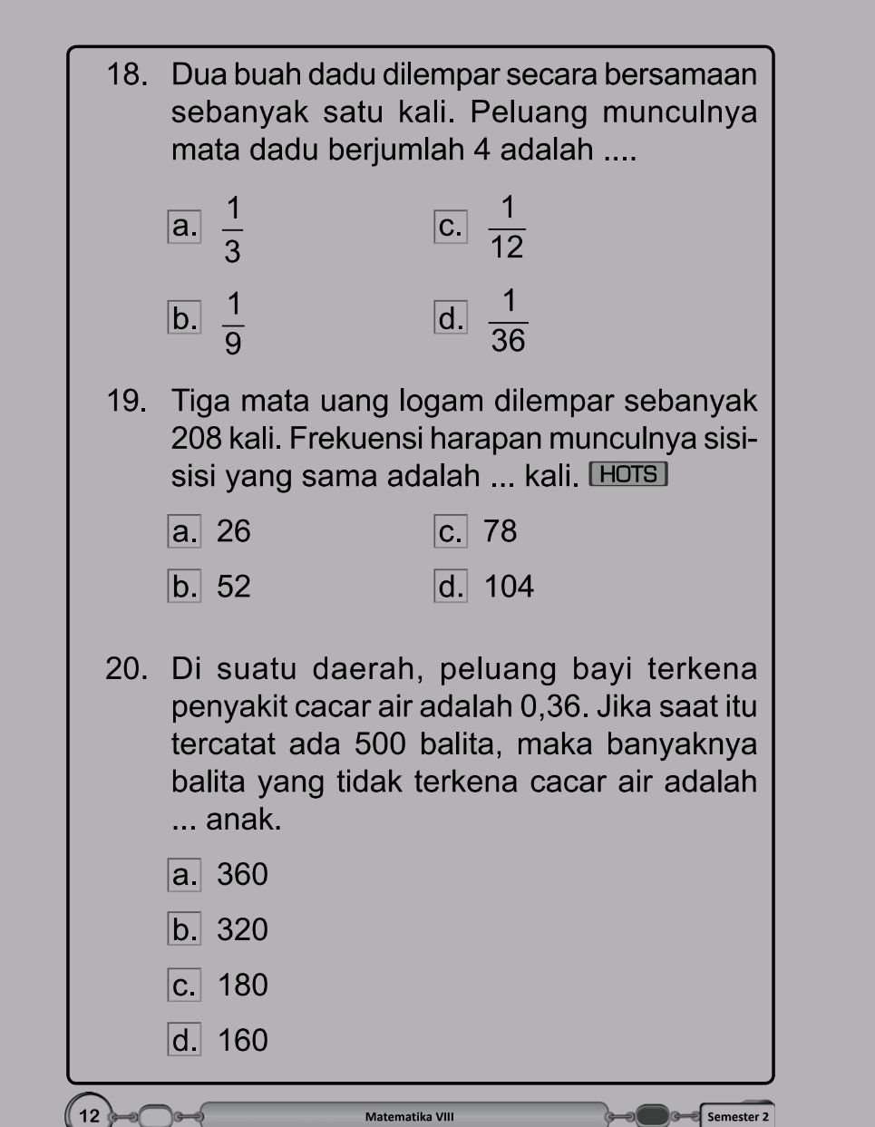 18. Dua buah dadu dilempar secara bersamaan | StudyX