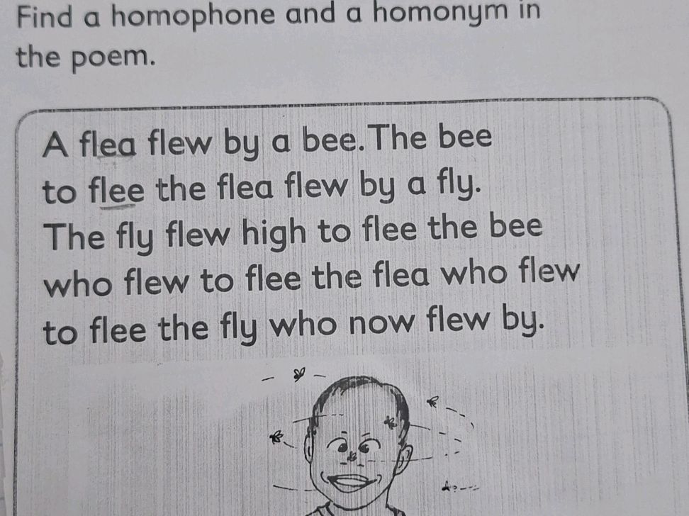 Find a homophone and a homonym in the poem.