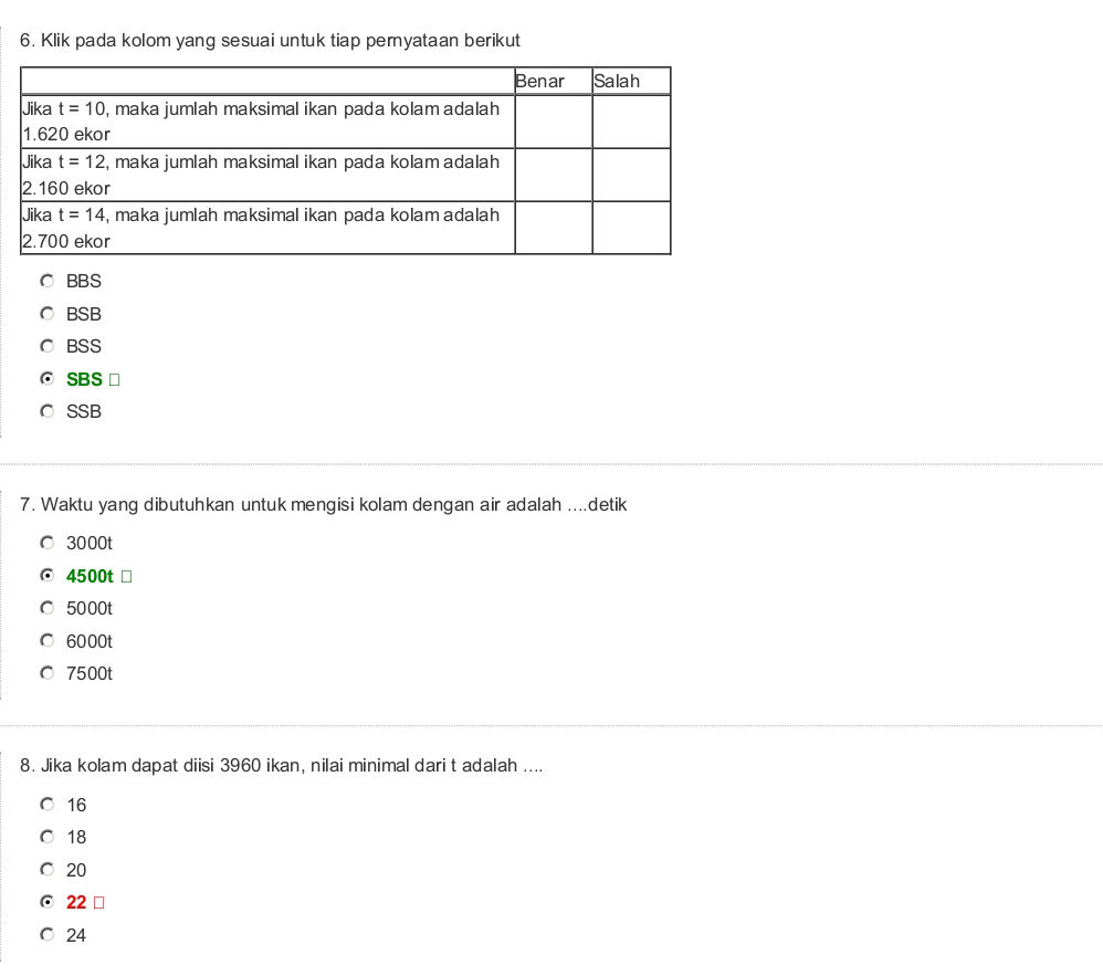 6. Klik pada kolom yang sesuai untuk tiap | StudyX