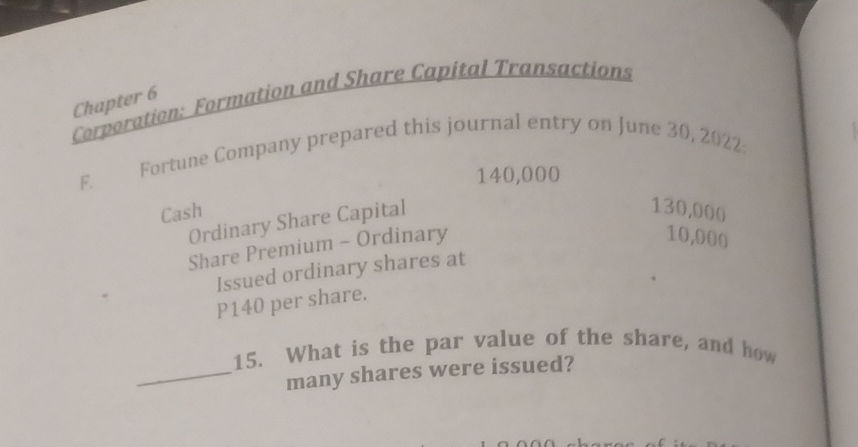 15. What is the par value of the share, and | StudyX