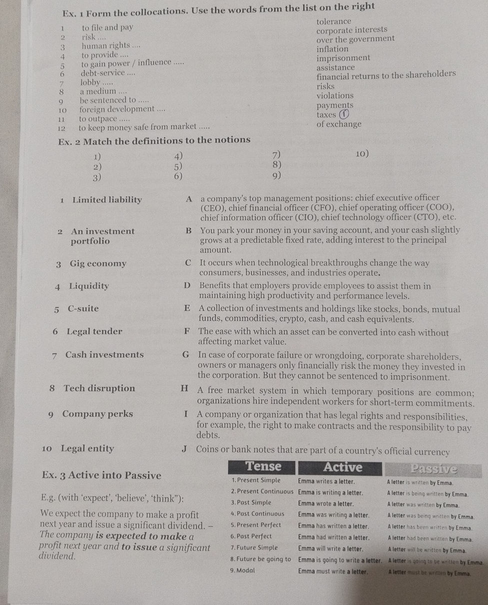 Ex. 1 Form the collocations. Use the words | StudyX