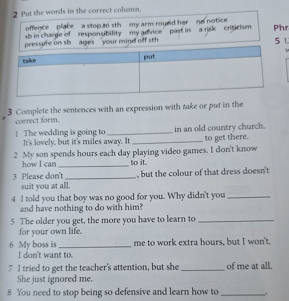 2 Put the words in the correct column. | StudyX