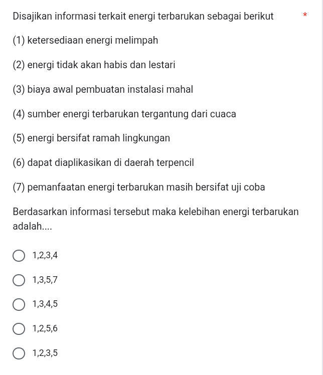 Disajikan informasi terkait energi | StudyX
