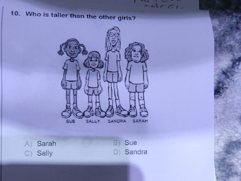 10. Who is taller than the other girls? A) | StudyX