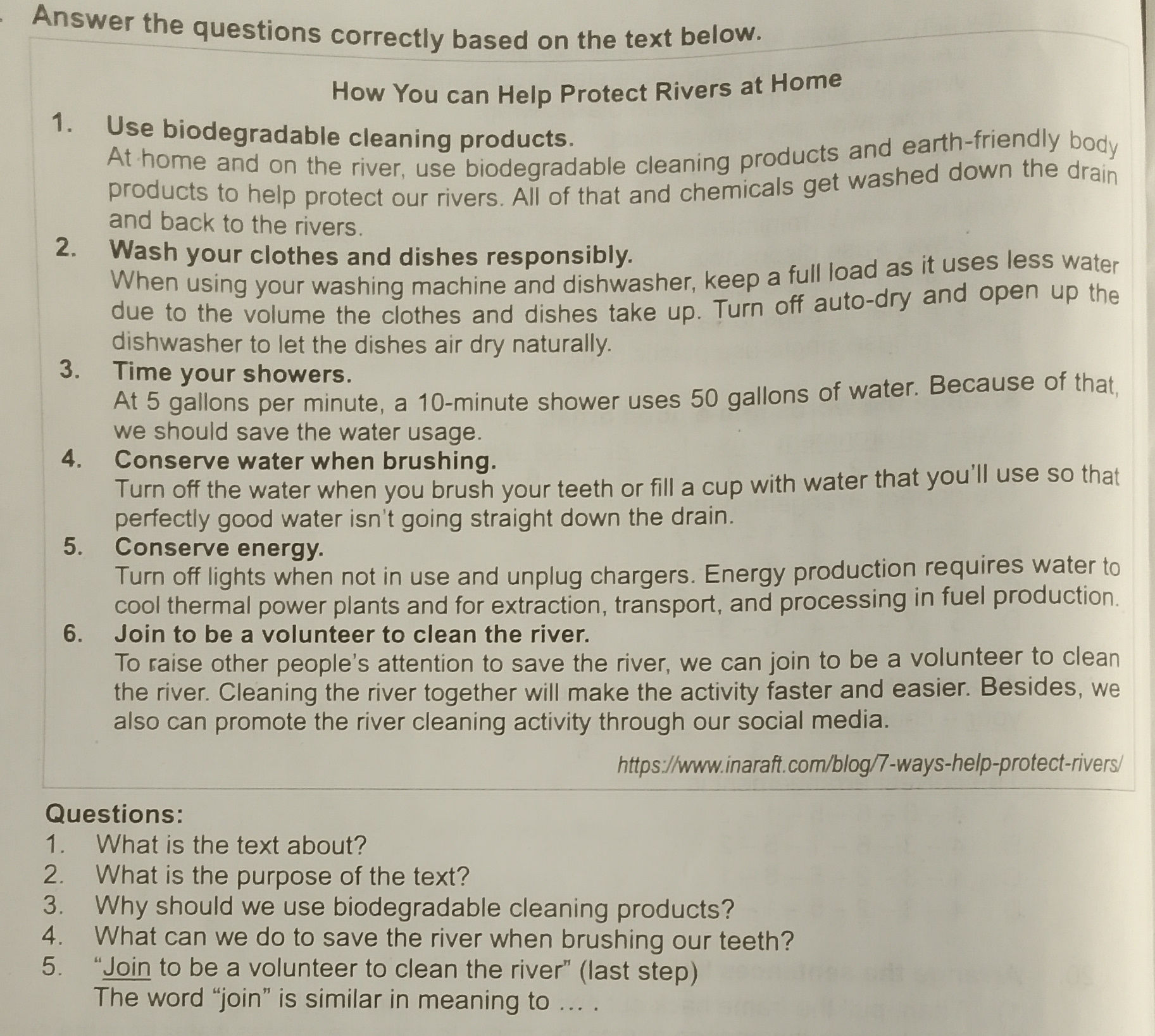 How You can Help Protect Rivers at Home 1. | StudyX