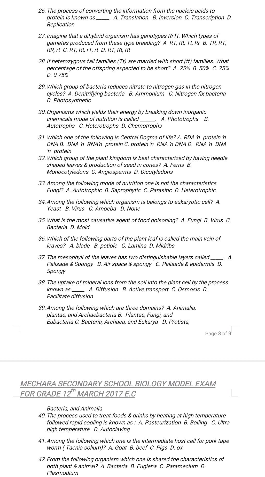 26. The process of converting the | StudyX