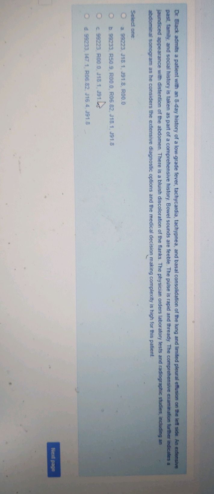 Dr. Black admits a patient with an 8-day