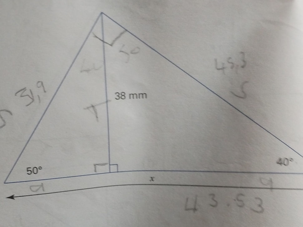 Find the value of x in the given triangle. | StudyX