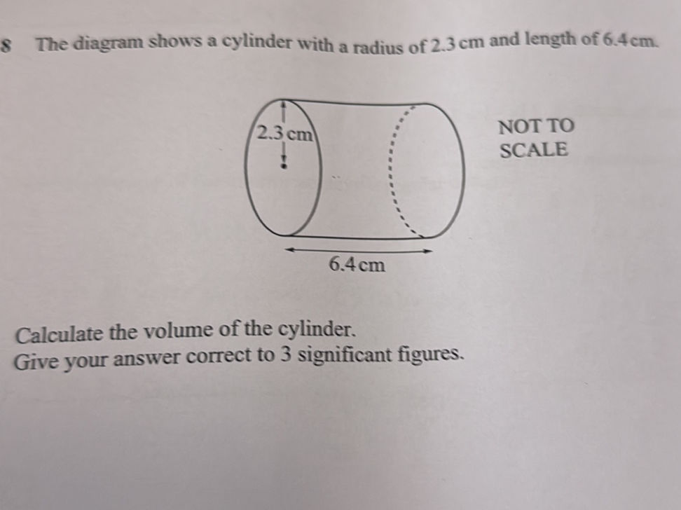 The diagram shows a cylinder with a radius | StudyX