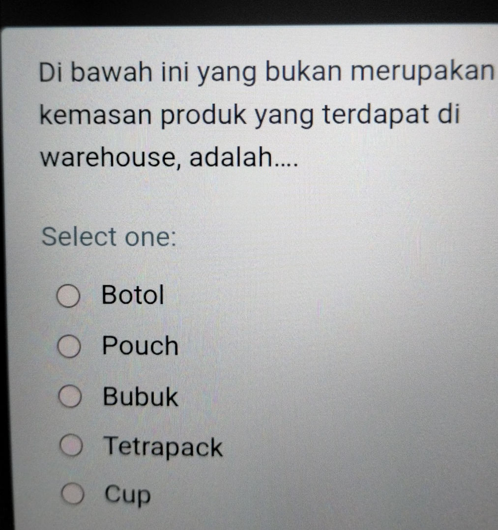 Di bawah ini yang bukan merupakan kemasan | StudyX