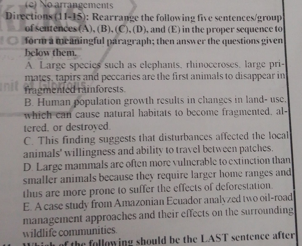 Directions (11-15): Rearrange the following | StudyX