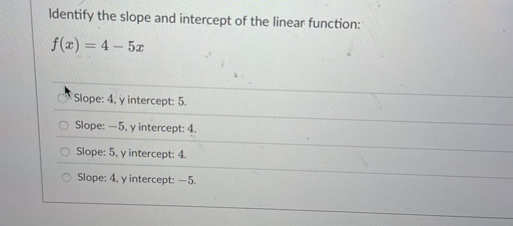 Identify the slope and intercept of the | StudyX