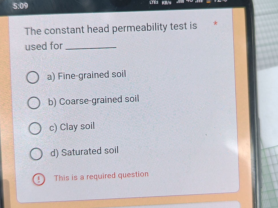The constant head permeability test is used | StudyX