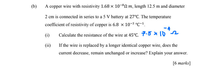 (b) A copper wire with resistivity \(1.68 | StudyX