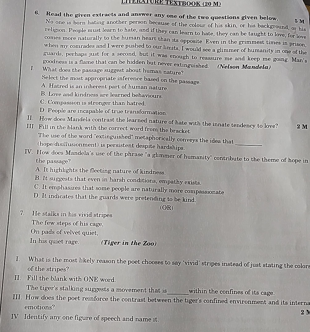 6. Read the given extracts and answer any | StudyX