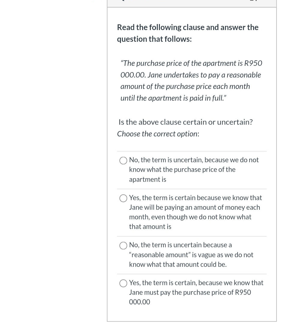 Read the following clause and answer the | StudyX