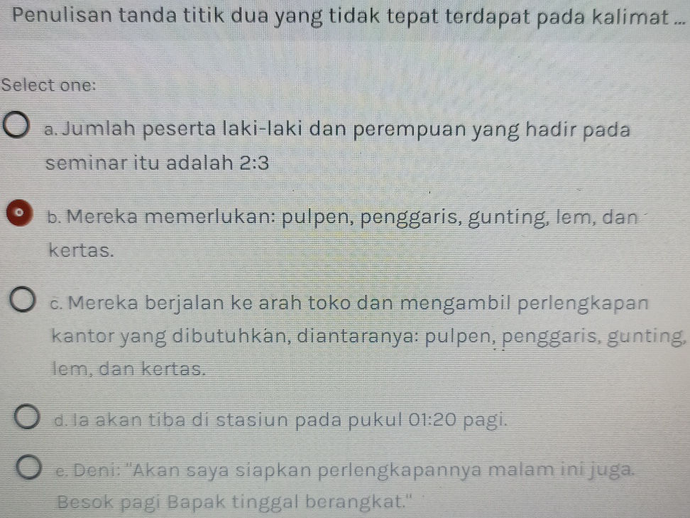 Penulisan tanda titik dua yang tidak tepat | StudyX