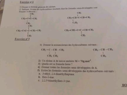 1) Donner la nomenclature des hydrocarbures | StudyX