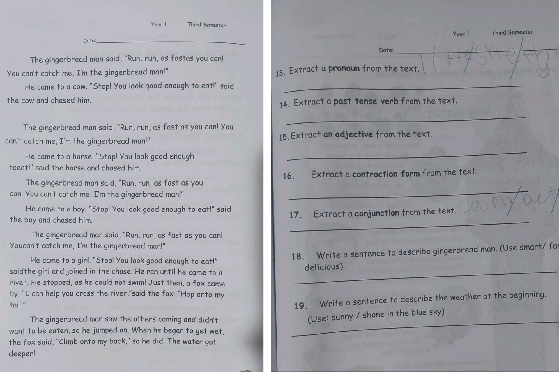 13. Extract a pronoun from the text. 14. | StudyX