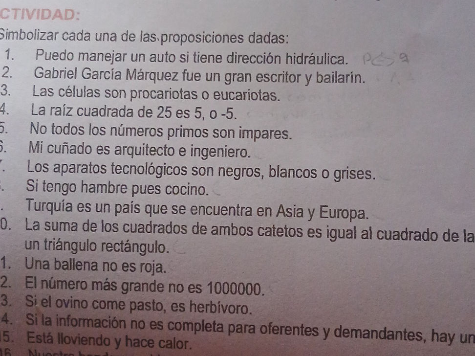 Simbolizar cada una de las proposiciones | StudyX