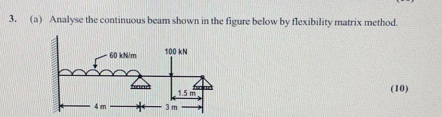3. (a) Analyse the continuous beam shown in | StudyX