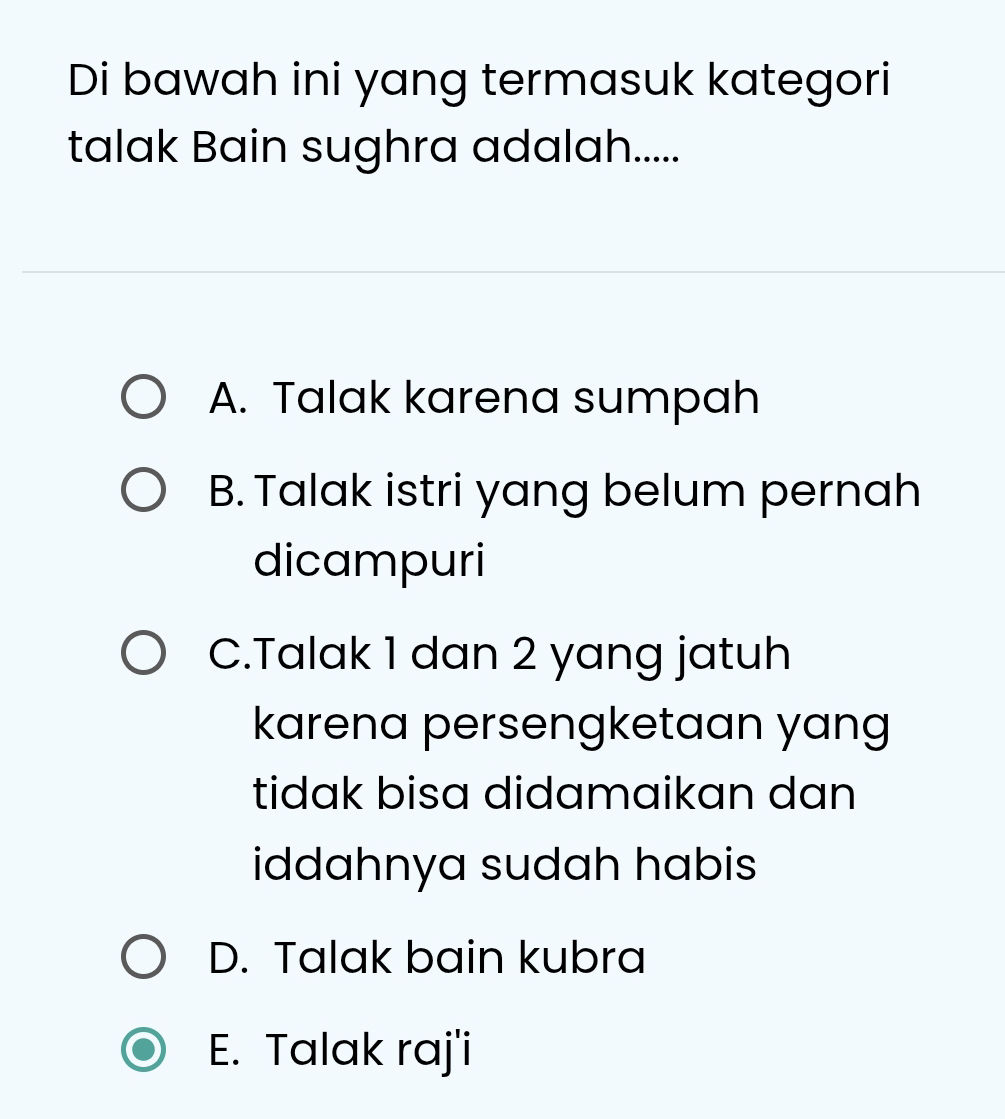 Di bawah ini yang termasuk kategori talak | StudyX