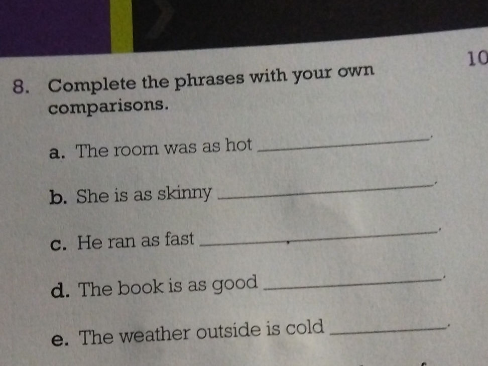 8. Complete the phrases with your own | StudyX