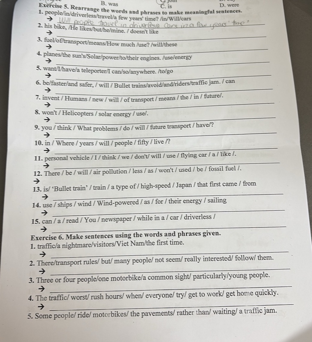 Exercise 5. Rearrange the words and phrases | StudyX