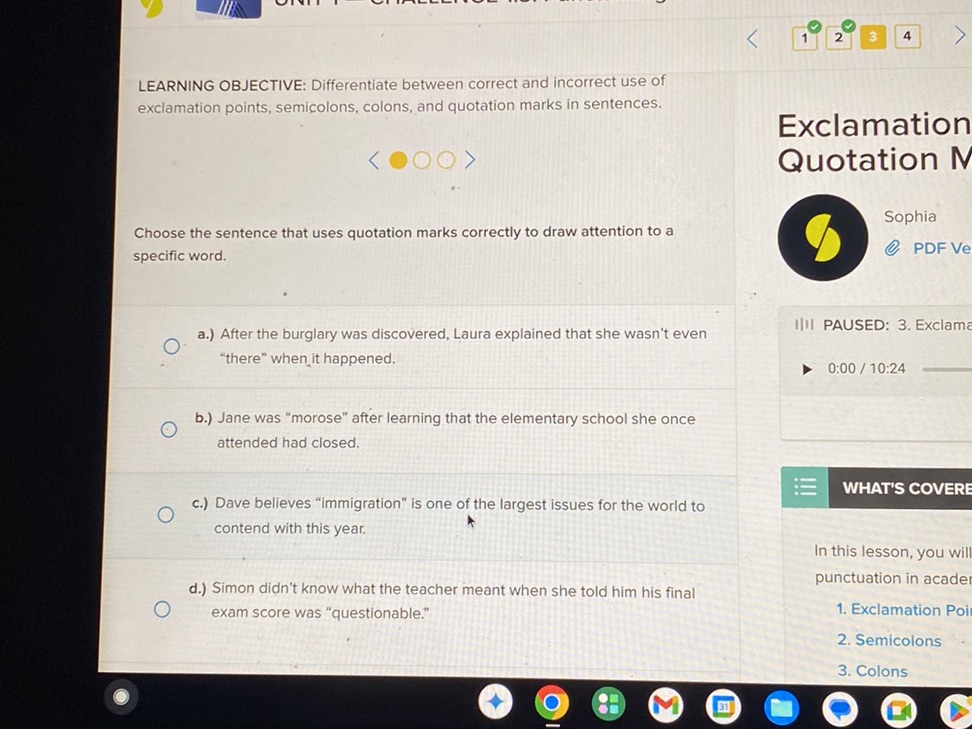 Choose the sentence that uses quotation | StudyX