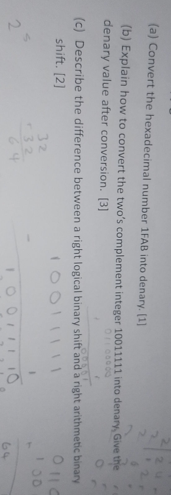 (a) Convert the hexadecimal number 1FAB into | StudyX