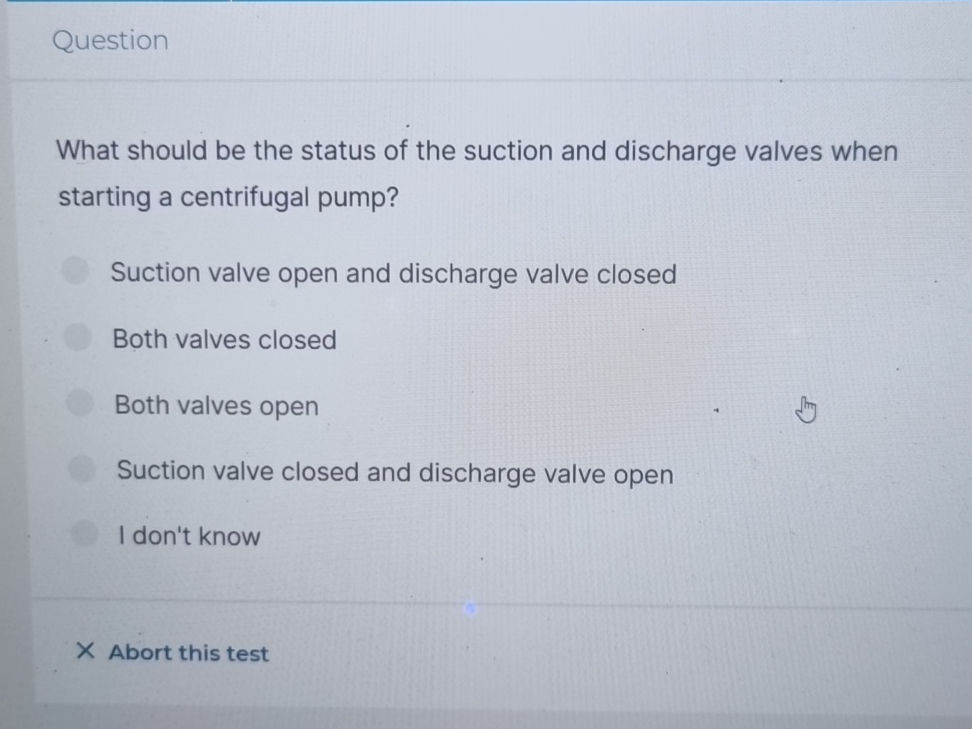 What should be the status of the suction and | StudyX