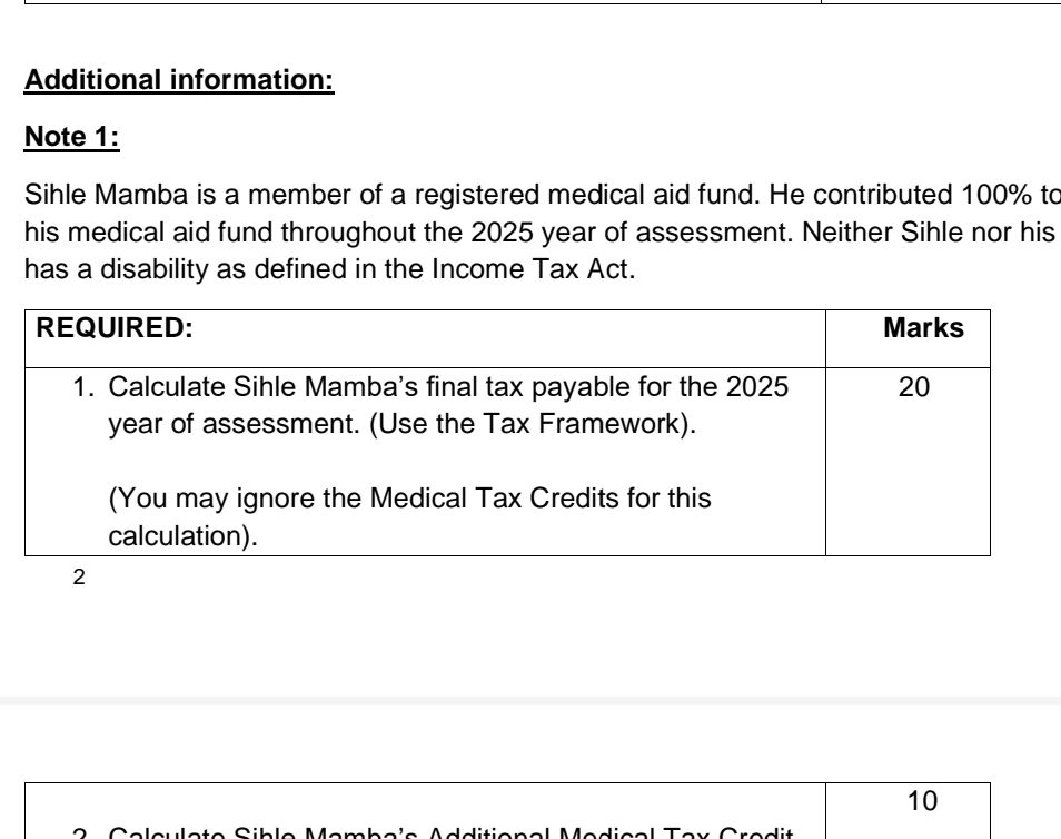 Additional information: Note 1: Sihle Mamba | StudyX