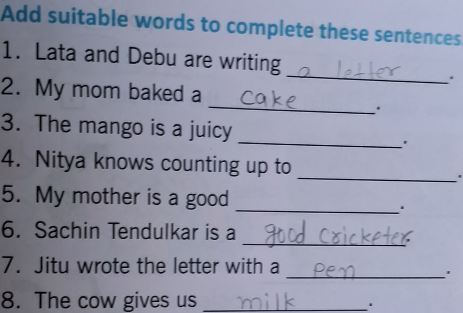 Add suitable words to complete these | StudyX