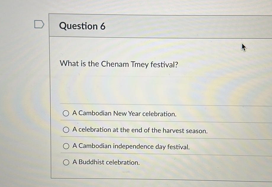 What is the Chenam Tmey festival? A | StudyX
