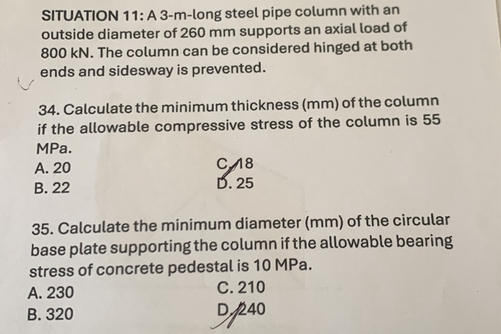 SITUATION 11: A 3-m-long steel pipe column | StudyX