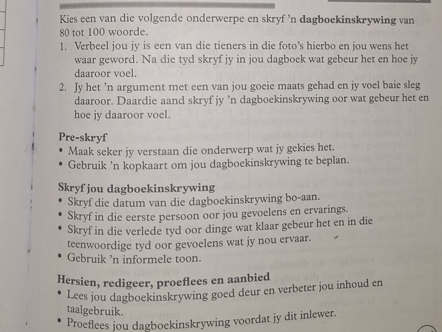 Kies een van die volgende onderwerpe en | StudyX