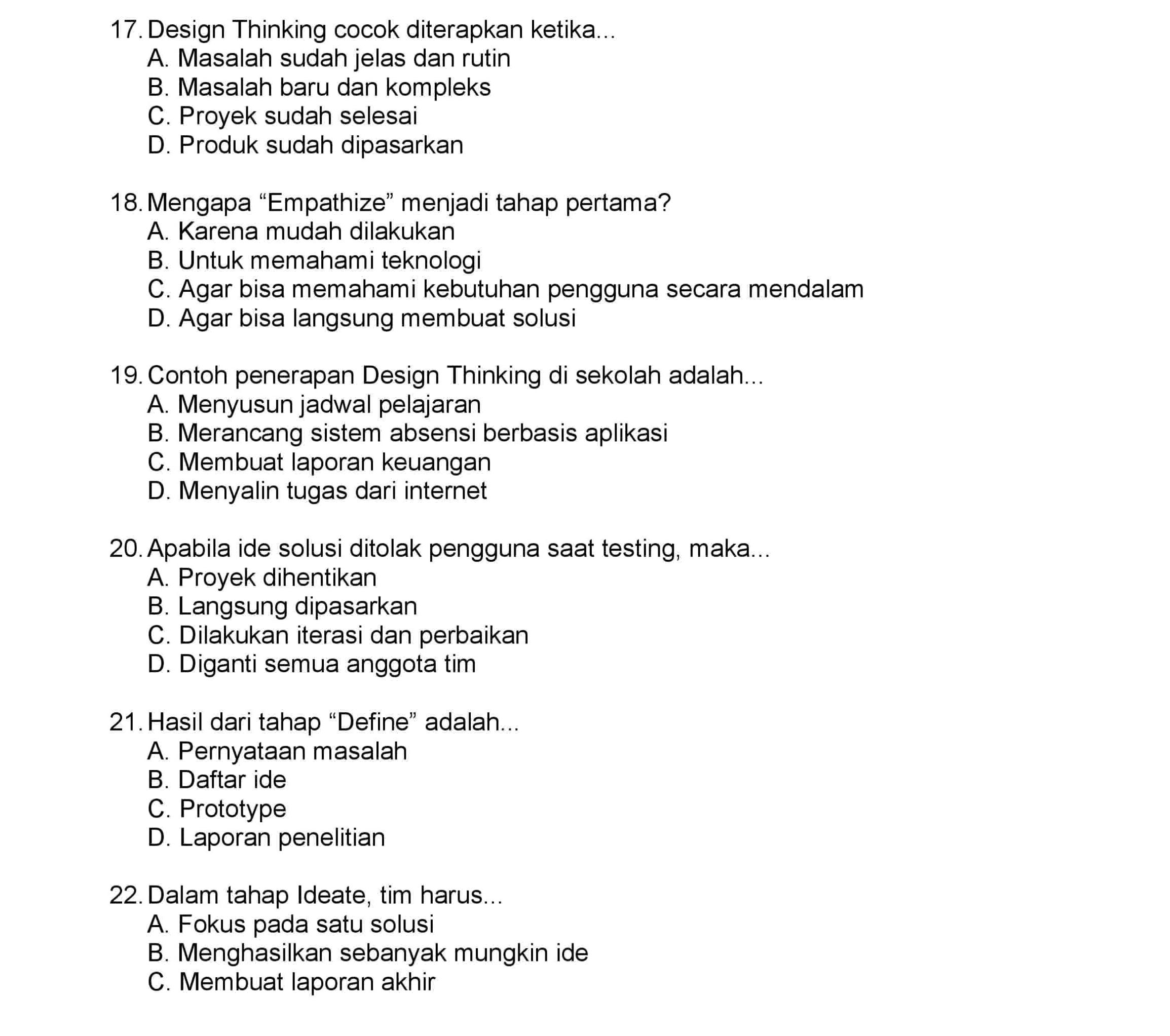 17. Design Thinking cocok diterapkan | StudyX